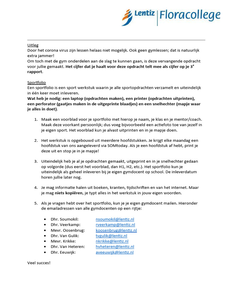 Sportfolio B S Uitleg Opdracht | PDF