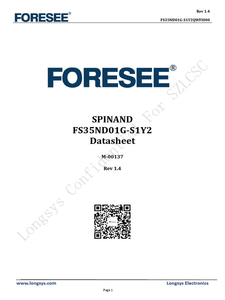 Foresee-Fs35nd01g-S1y2qwfi000 C719495 | PDF | Flash Memory | Input/Output