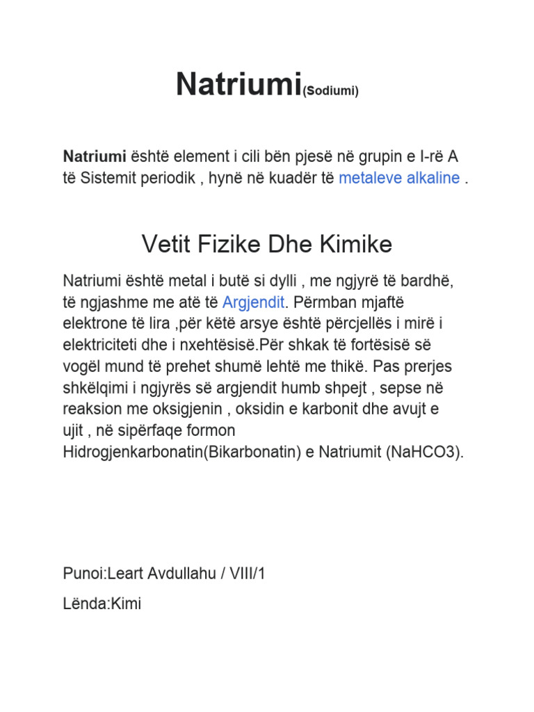 Natrium I | PDF