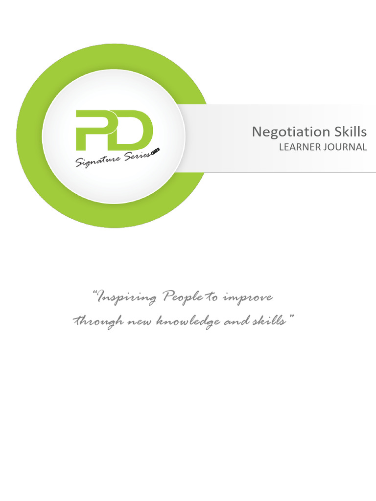 Negotiation Skills - Learning Journal v3.1 | PDF | Negotiation | Bargaining