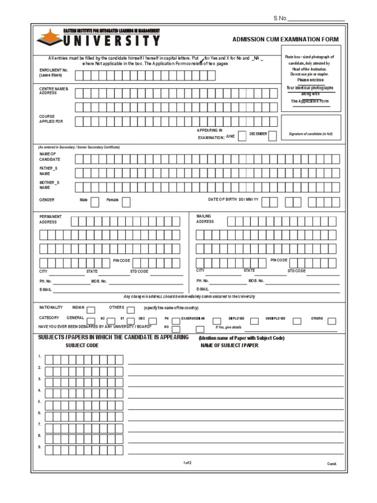 M Phil Admission Form Eu Pdf Government Business