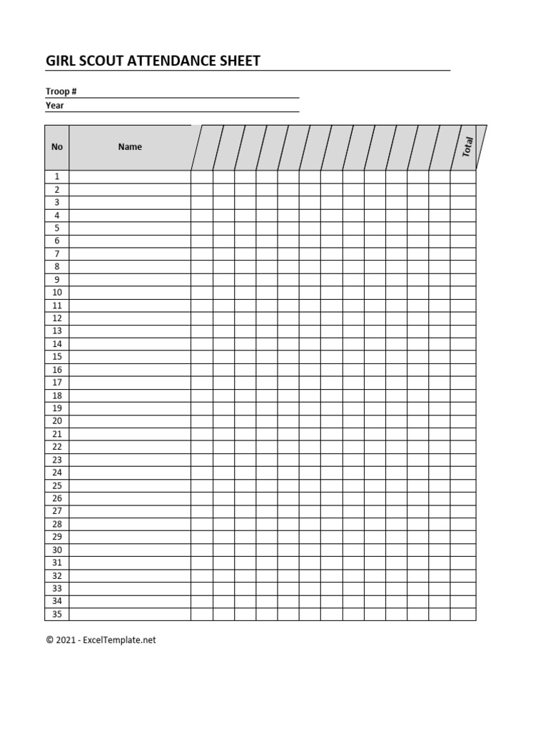 Girl Scout Attendance Sheet V1.0 | PDF
