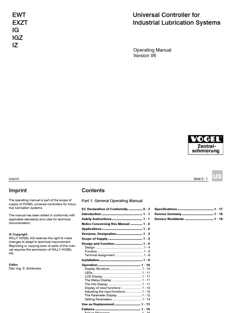 VOGEL Universal Controller For Industrial Lubrication Systems IG54 ...