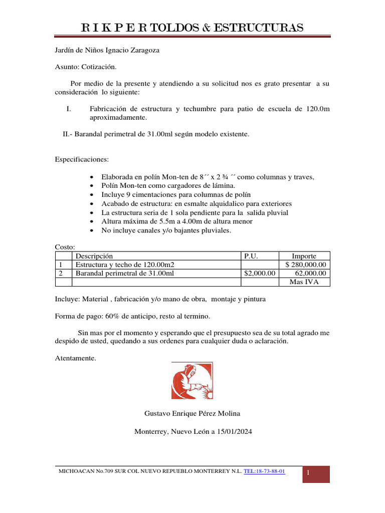 Techumbre Escuela | PDF