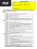 Pre-Shift Safety Inspection Checklist | PDF