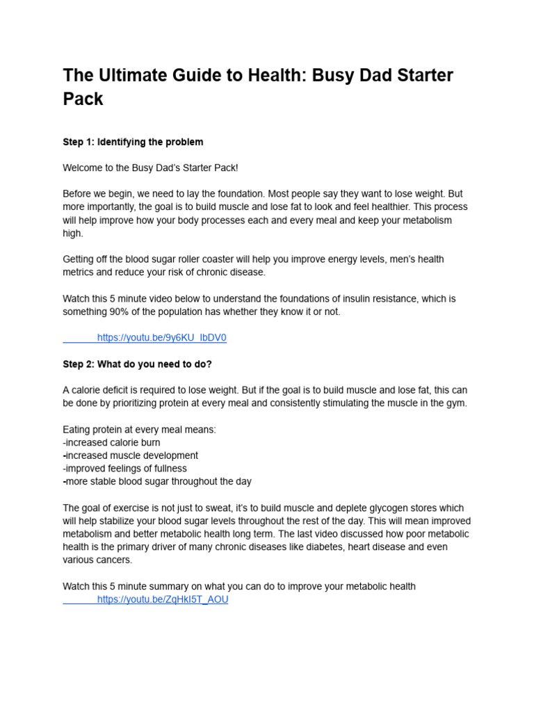 The Ultimate Guide To Health Busy Dad Starter Pack | PDF | Lunch ...