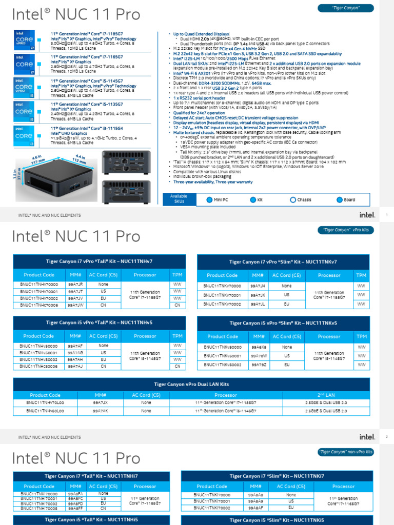 Nuc 11 Pro One Pager | PDF