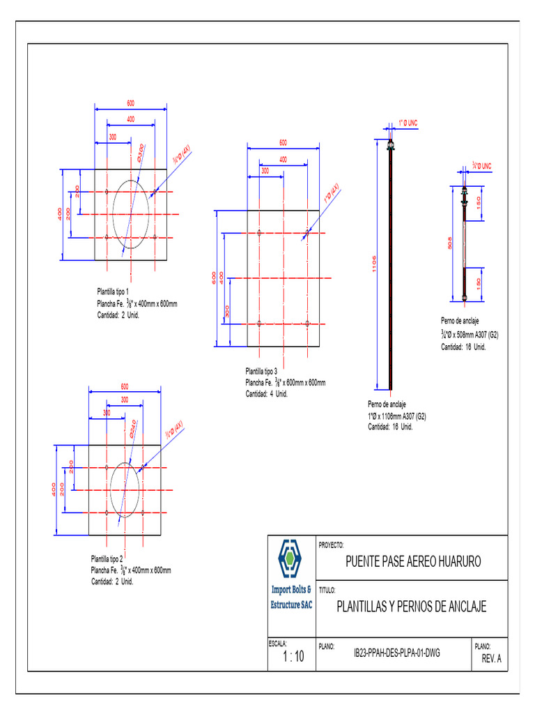 Plantilla y pernos de anclaje | PDF