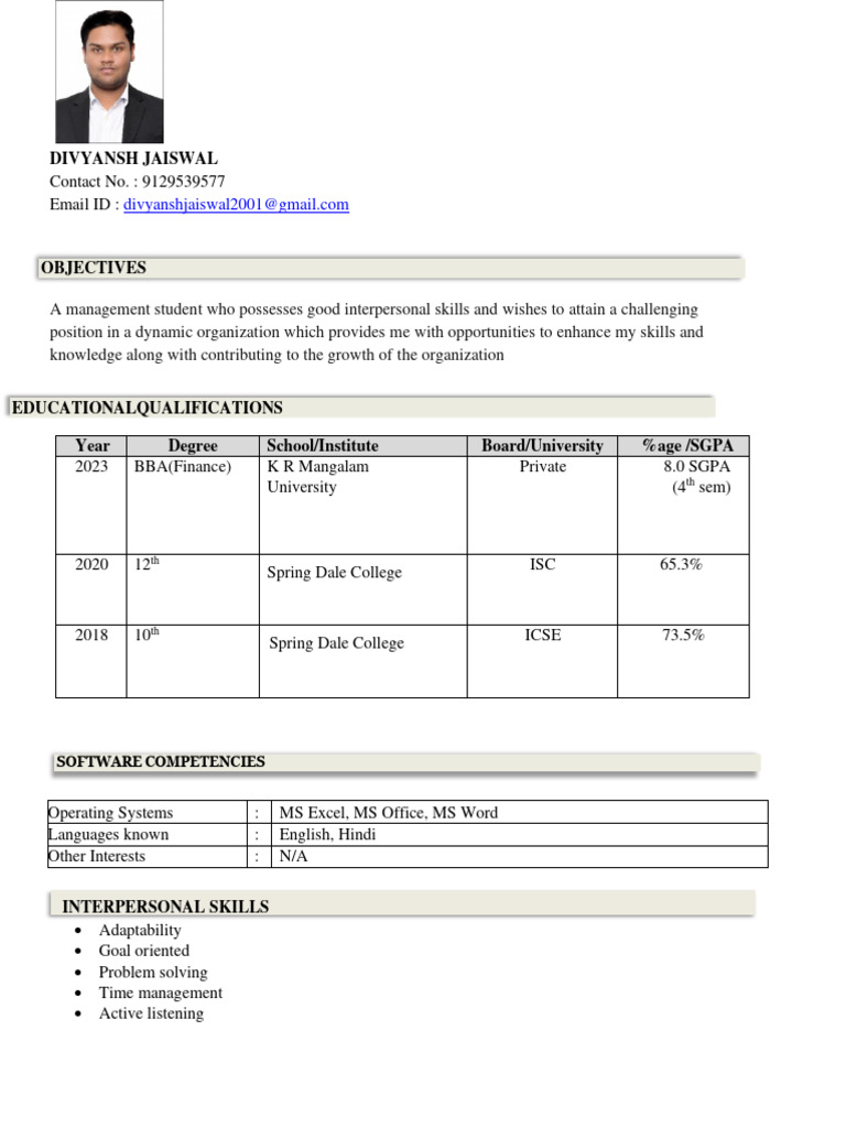 Divyansh Resume | PDF | Career & Growth