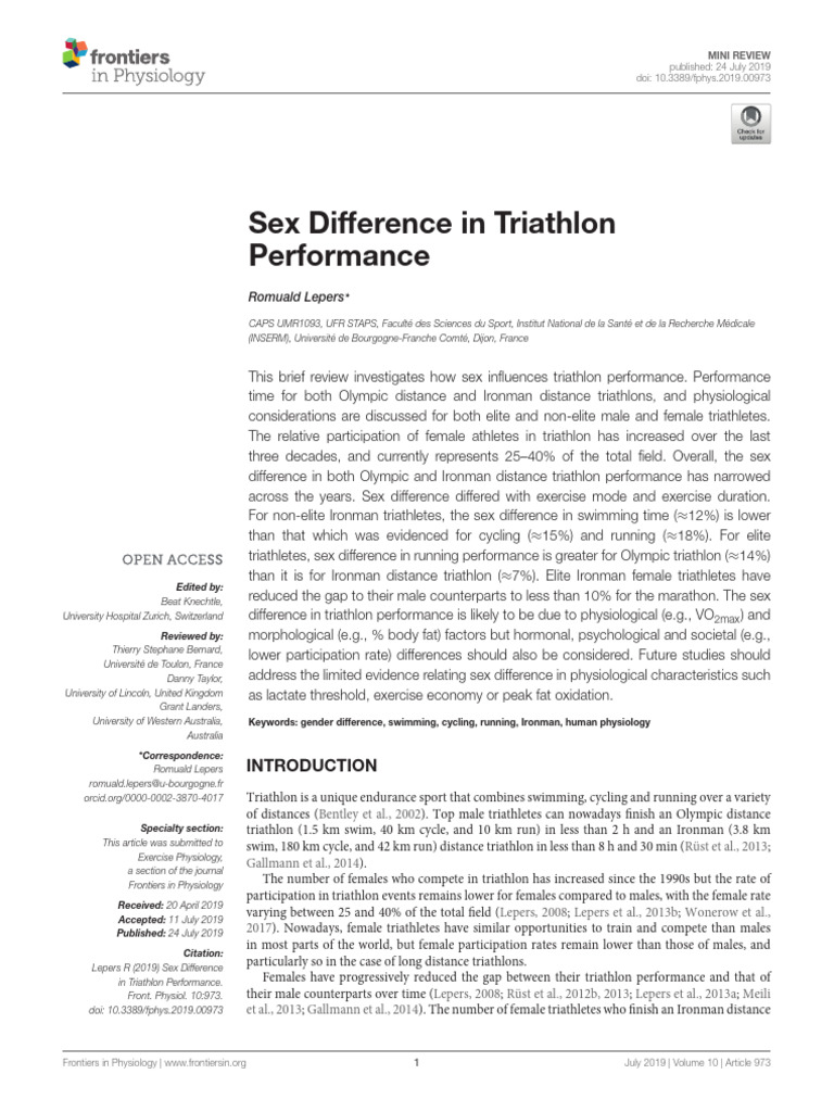 Sex Difference Triathlon Pdf Triathlon Ironman Triathlon