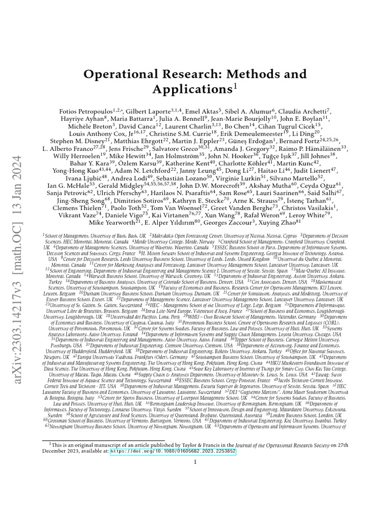 Operational Research - Methods and Applications | PDF | Machine ...