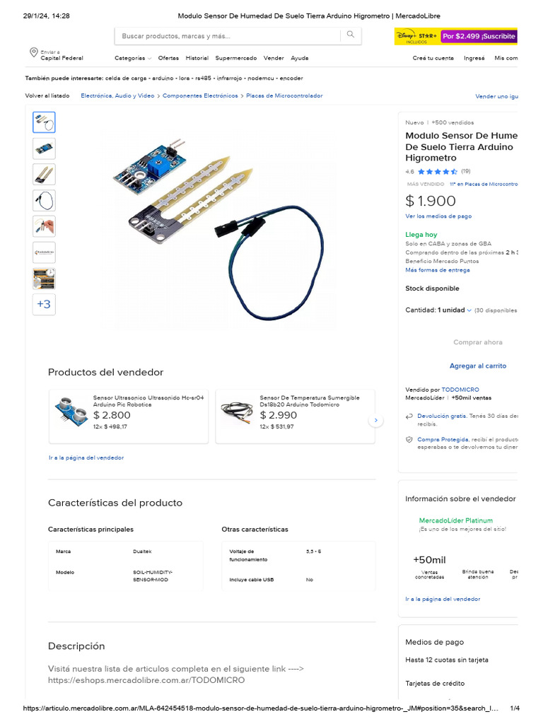Modulo Sensor de Humedad de Suelo Tierra Arduino Higrometro | PDF | Arduino | Ingenieria Eléctrica