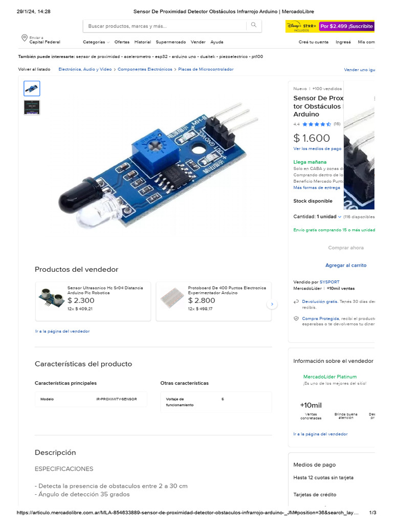 Sensor de Proximidad Detector Obstáculos Infrarrojo Arduino | PDF | Diodo emisor de luz | Arduino