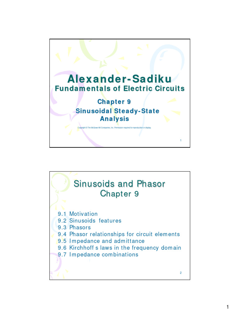 Alexander CH 09 Final R1 | PDF | Electrical Impedance | Phase (Waves)