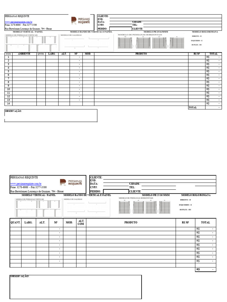 Formulário de Pedidos | PDF
