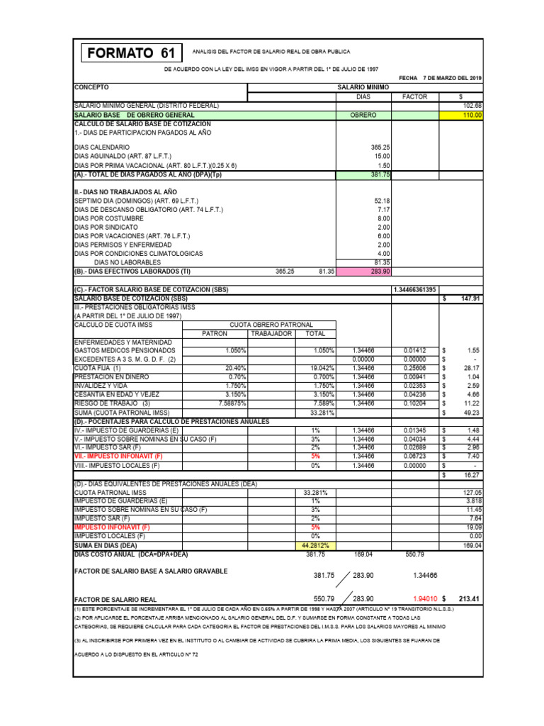 02 Calculo Fasar Pu May-2019 | PDF | Salario | Salario mínimo