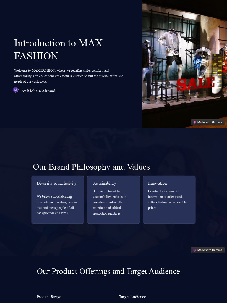 MAX Fashion: Style, Sustainability, Inclusivity | PDF | Fashion | Retail