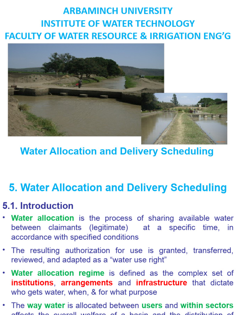 CH-5 Water Allocation and Delivery Schedule | PDF | Water | Soil