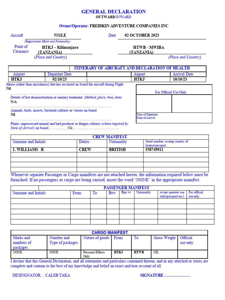 Gen Dec N31LE 20240123 OUT HTWB | PDF