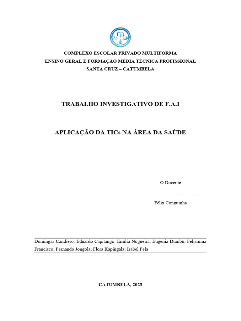 Aplicação das TICs na Saúde | PDF | Tecnologia da Informação e ...