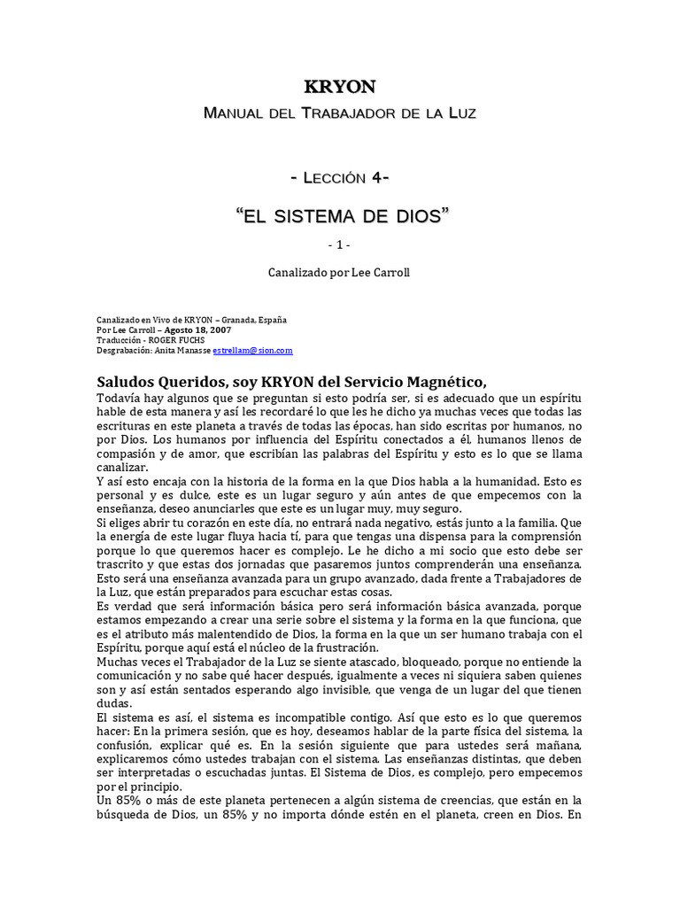 KRYON El Sistema de Dios | PDF