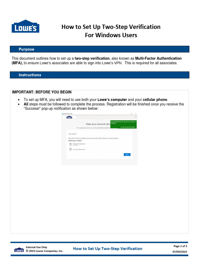 How To Set Up Two Step Verification 2023 07 09 | PDF | Mobile App | Authentication