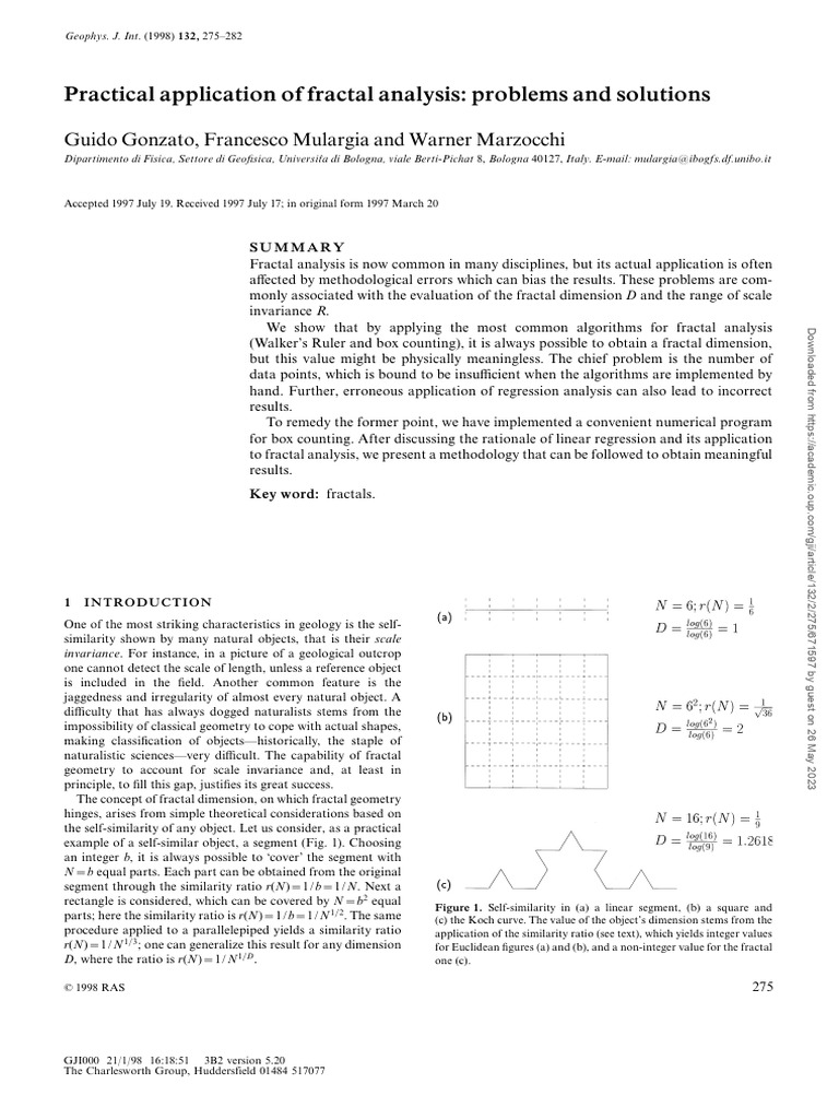 Practical Application of Fractal Analysis: Problems and Solutions | Download Free PDF ...