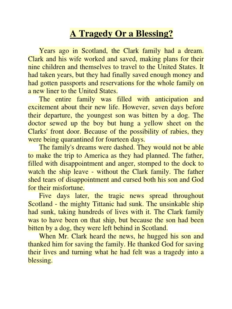 A Tragedy or A Blessing | PDF