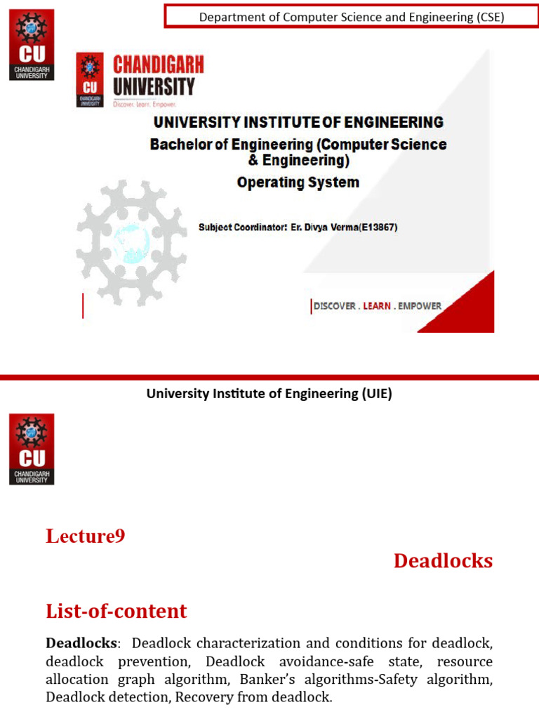University Institute of Engineering (UIE) | PDF | Process (Computing) | Concurrent Computing