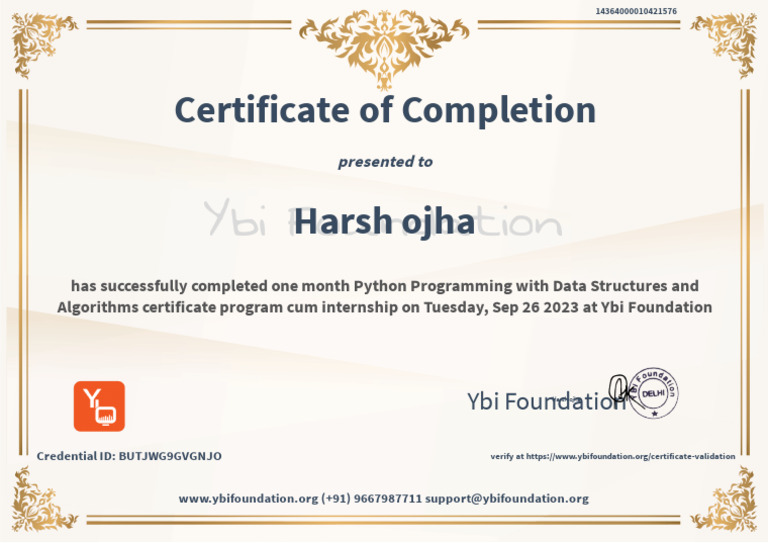 Python Programming Certificate Completion | PDF