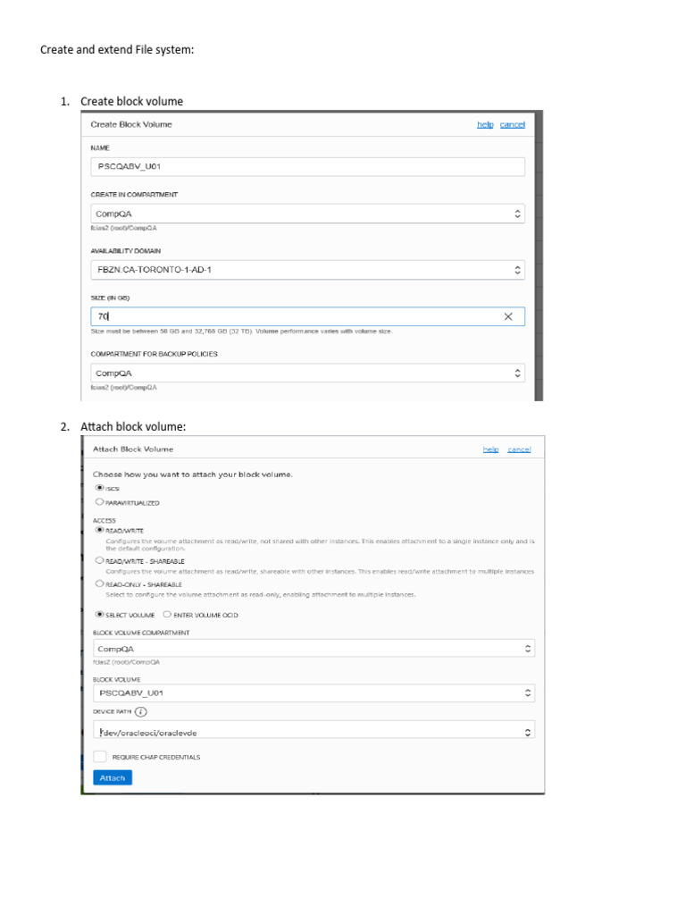 Create and Extend File System Oracle Cloud | PDF | File System ...