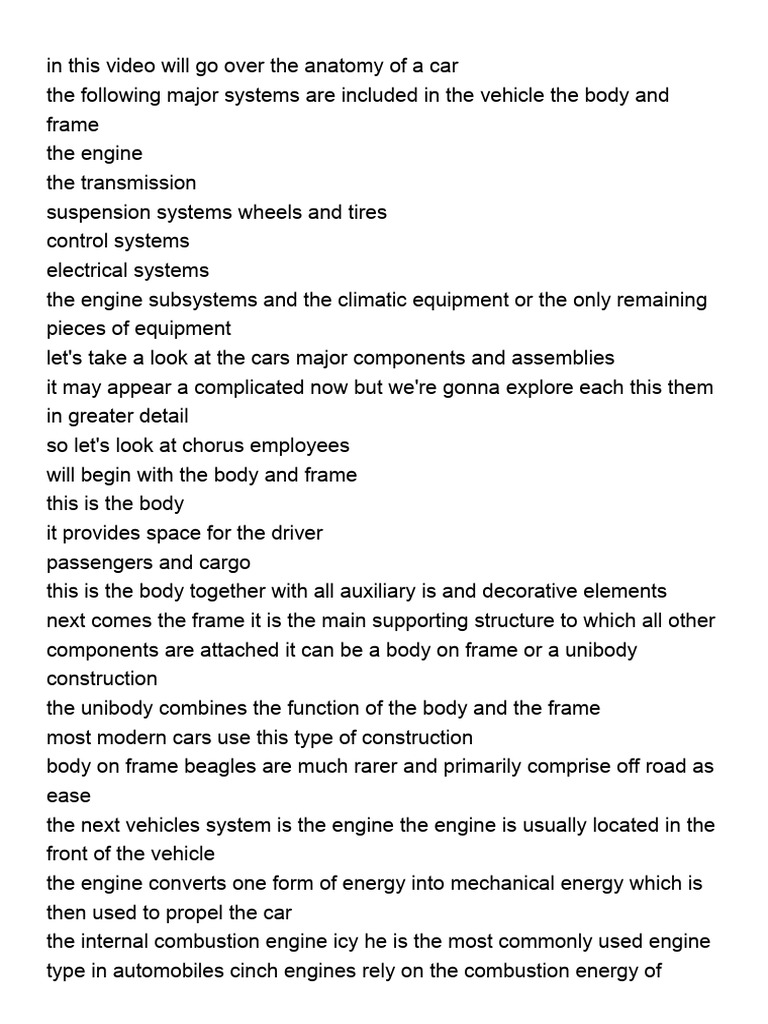 English - Car Anatomy | PDF | Manual Transmission | Internal Combustion ...