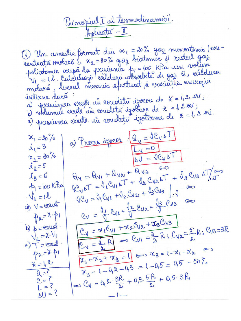 Principiul I Aplicat Transformarilor Simple Ale Gazului Ideal ...