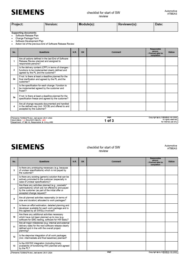 Start of SW Release Review New | PDF | Business | Software Engineering