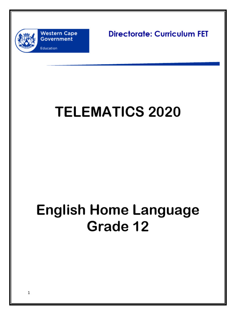2020 Gr12 English HL Workbk | PDF | Poetry | Reading Comprehension