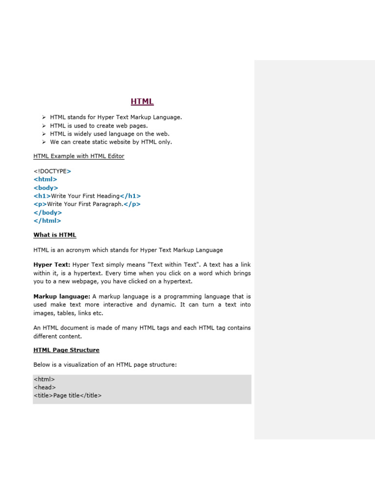 HTML&HTML 5 | PDF | Html Element | Html