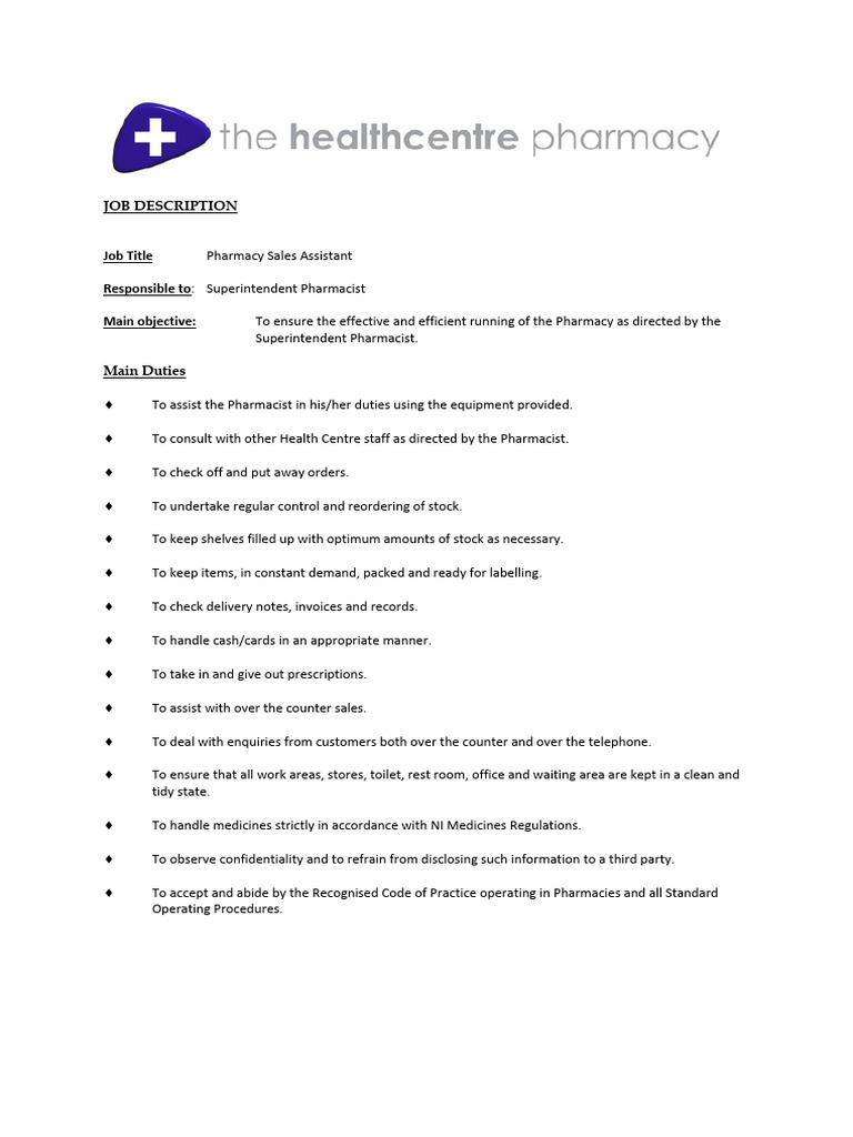 Job Description - Counter Assistant | PDF