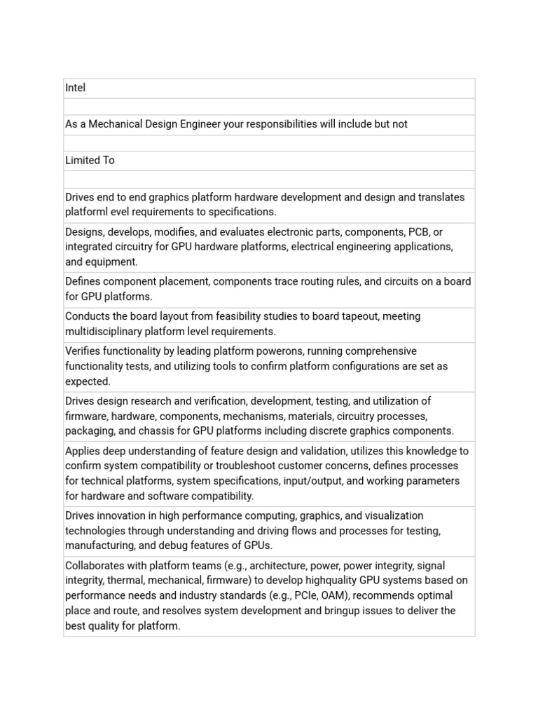 JD Intel | PDF | Graphics Processing Unit | Computer Hardware