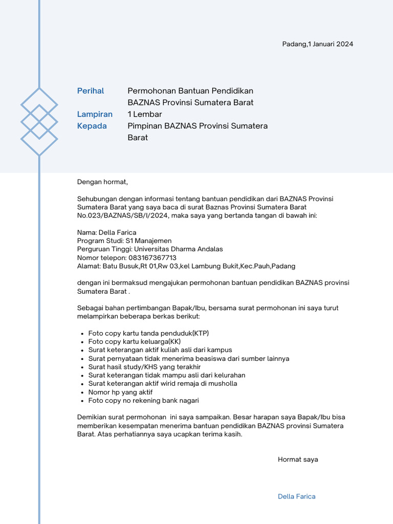 Surat Permohonan Magang Kerja Minimalis Putih - 20240130 - 012617 - 0000 | PDF