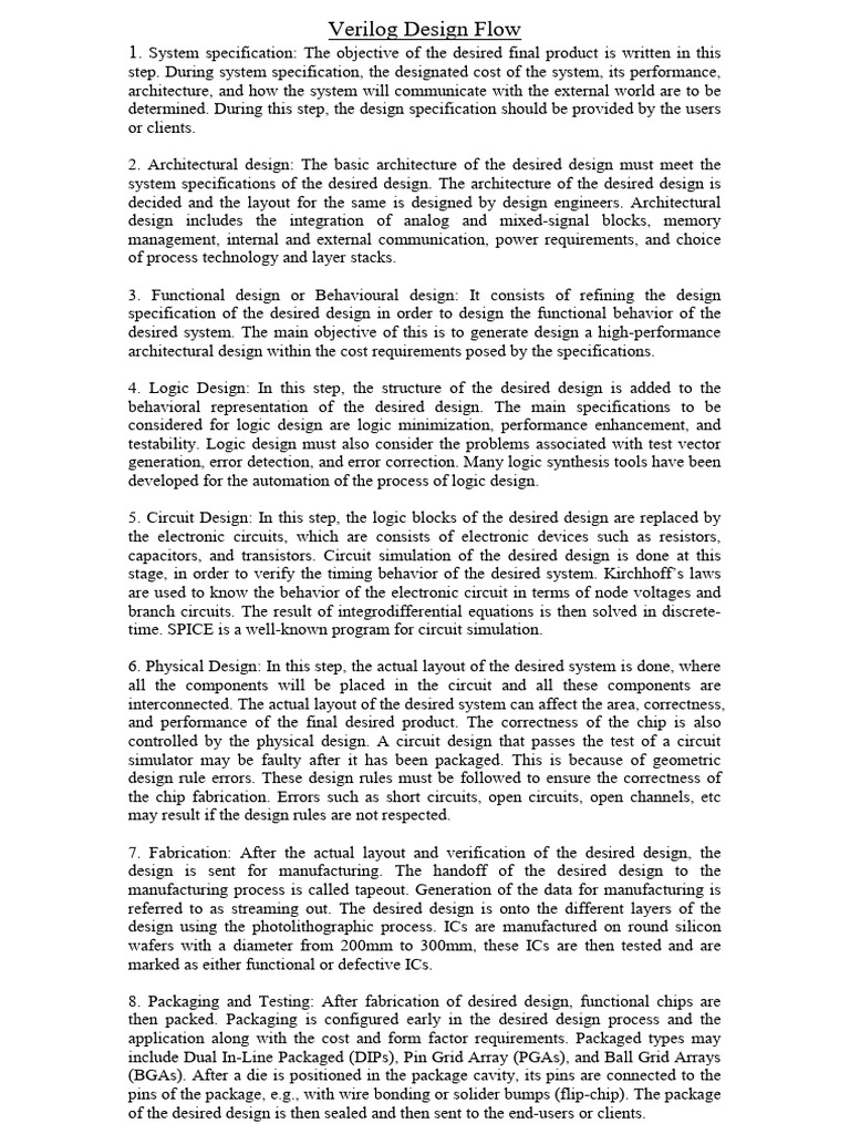 Verilog Design Flow | Download Free PDF | Semiconductor Device ...