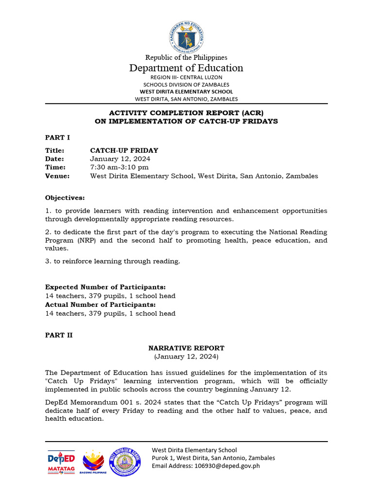 Wdes - Catch Up Friday Acr | PDF | Learning | Behavior Modification