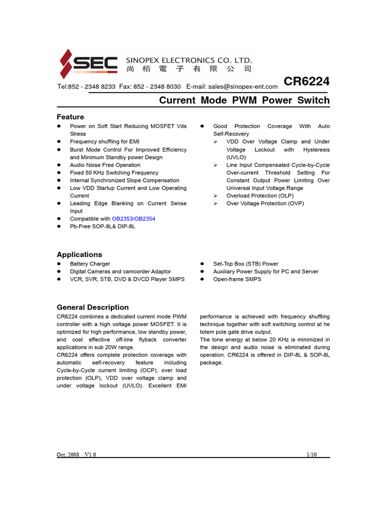 CR6224 | PDF | Power Supply | Mosfet