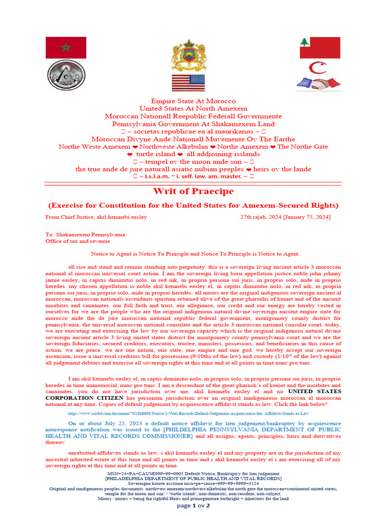 Writ of Praecipe Vital Records Autograph and Fingerprint Scribd 1-27 ...