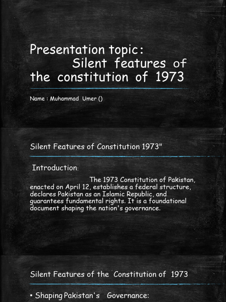 Presentation Constitution 1973 | PDF | Constitution | Political Science