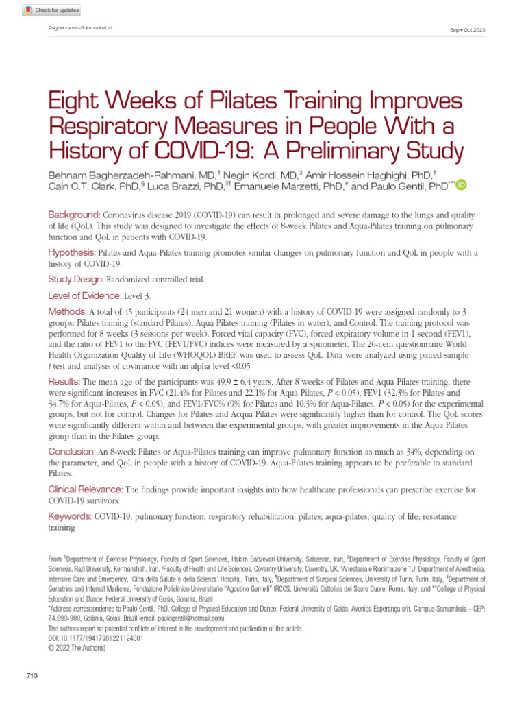 Pilates Improves Lung Function Post-COVID | PDF | Medical Specialties ...