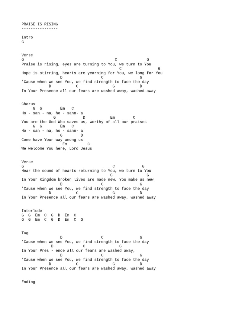 Praise Is Rising Lyrics | PDF