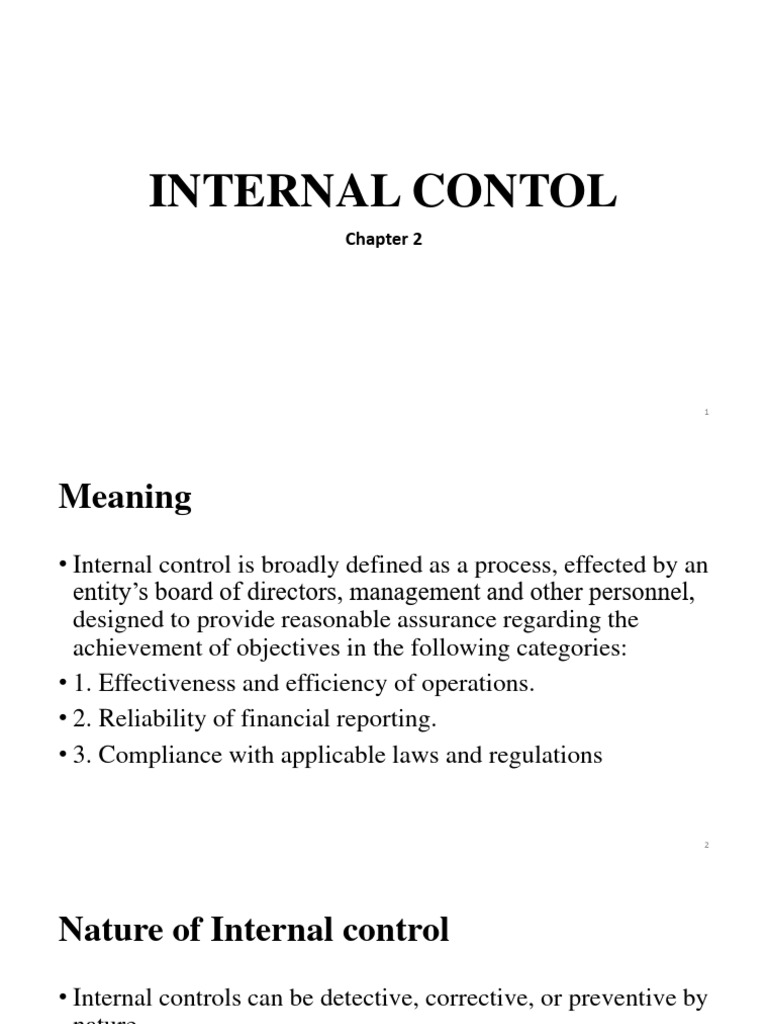 Chapter 2 Internal Control Notes | PDF | Internal Control | Audit