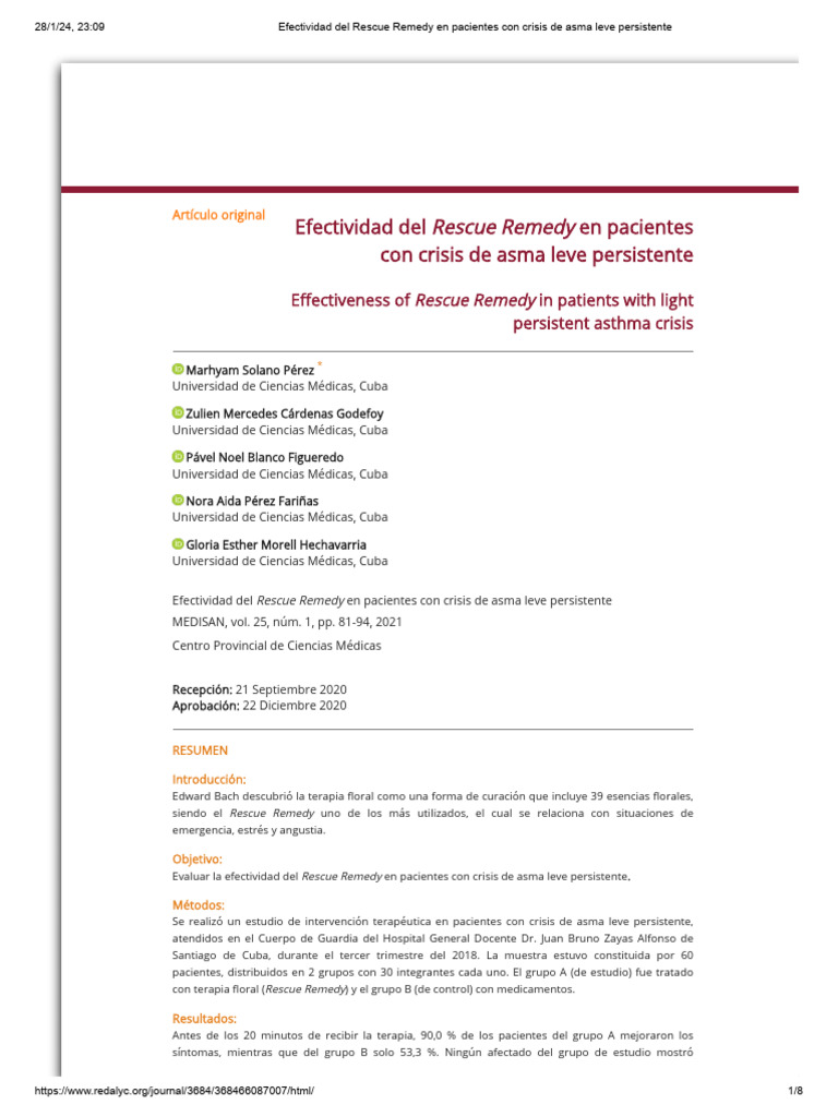 Efectividad Del Rescue Remedy en Pacientes Con Crisis de Asma Leve ...