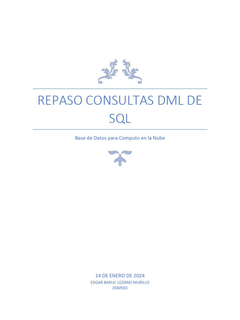 Repaso Consultas DML de SQL | PDF | SQL | Gestión de datos