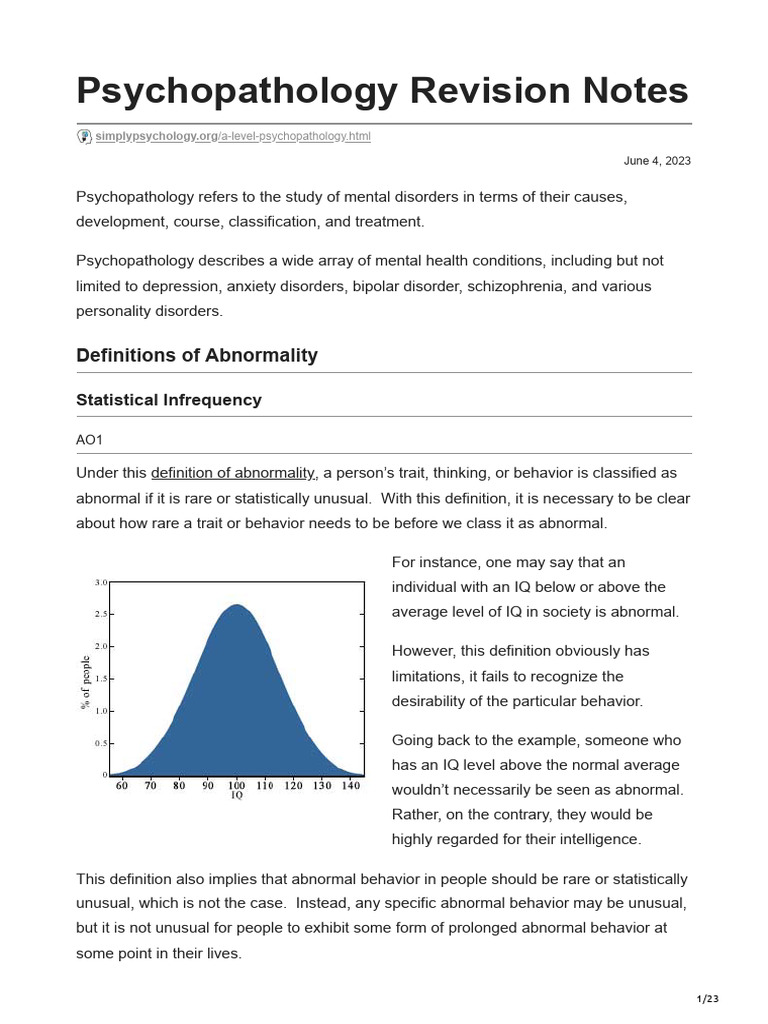 AQA A Level Psychology: Psychopathology Notes | PDF | Obsessive ...